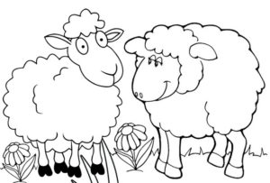 Seven Cute Sheep Cartoon Coloring Pages for Children - Coloring Pages